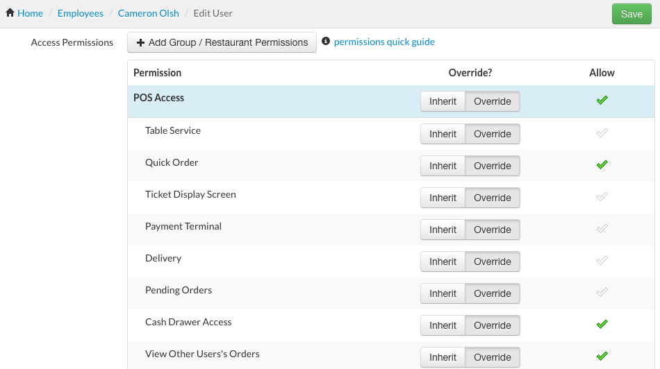 Assigning User Access Permissions