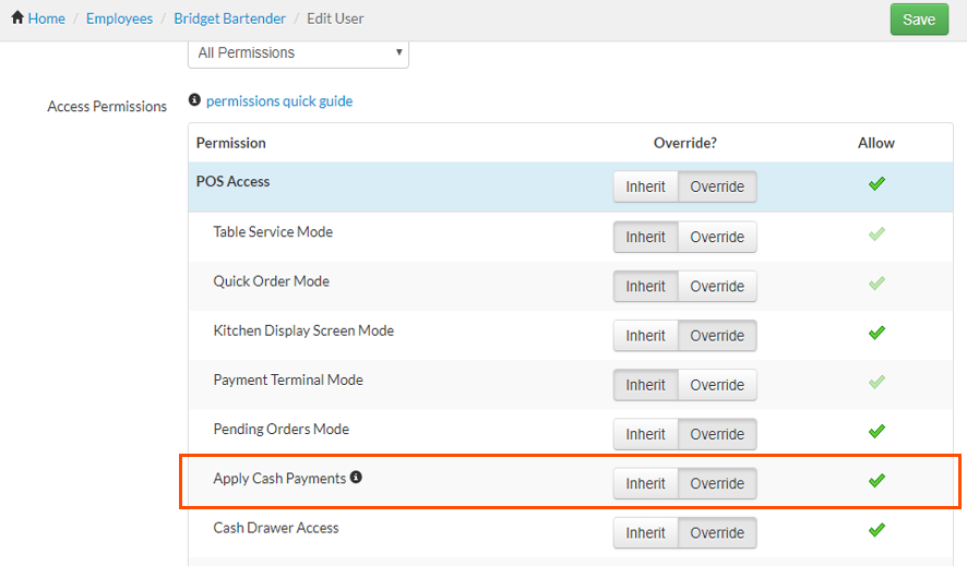Cash Payments Configuration