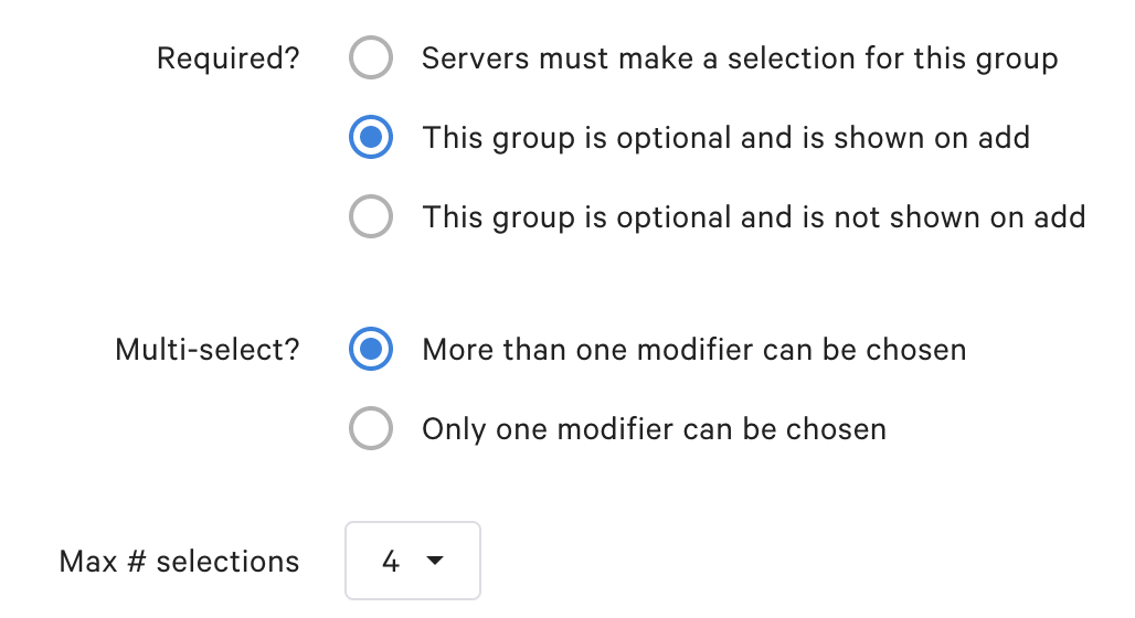 Setting Up Limited and Free Modifiers for an Item