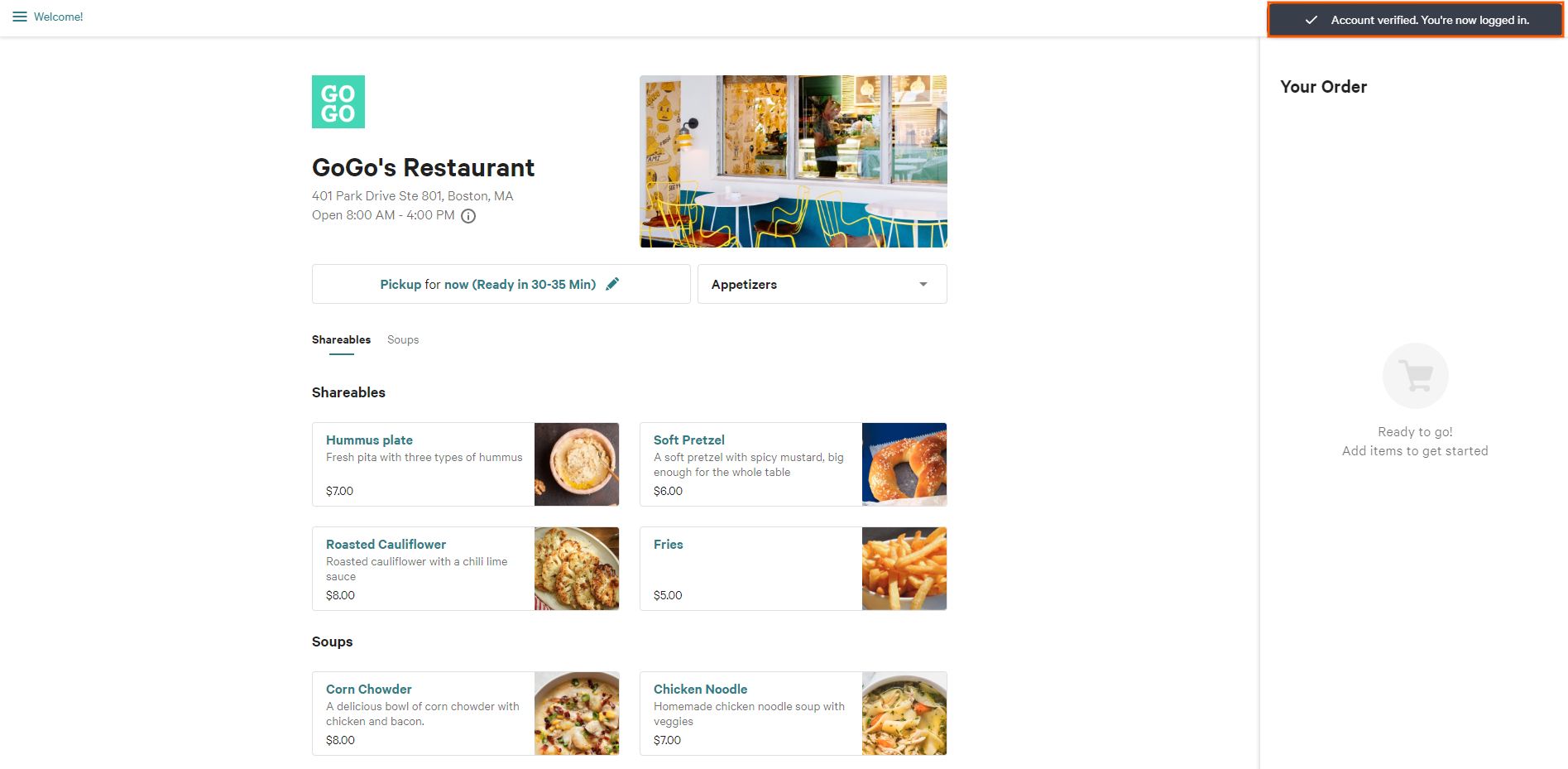 Creating an Online Ordering Account