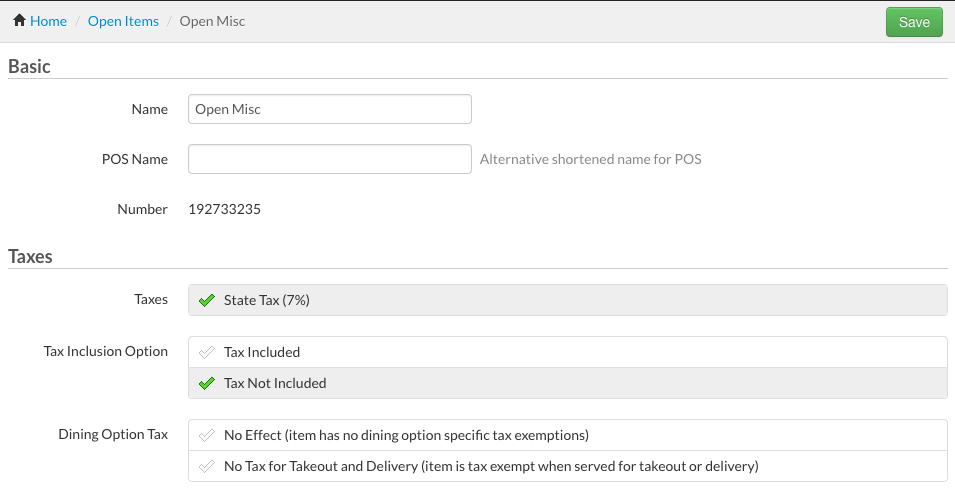 Creating an Open Item or Open Priced Menu Item
