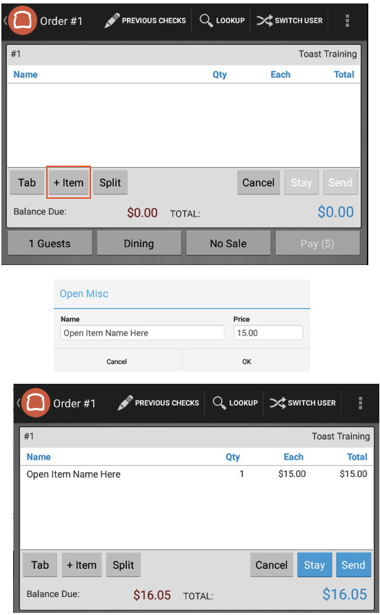 Creating an Open Item or Open Priced Menu Item