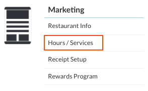 Setup Restaurant Hours and Services