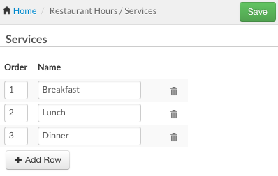 Setup Restaurant Hours and Services