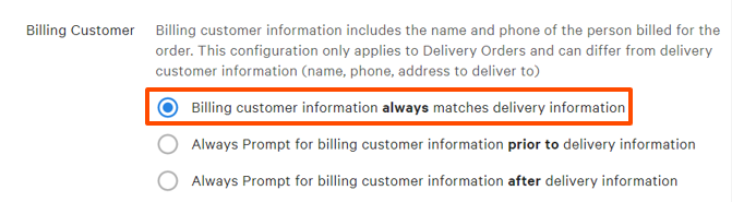 Takeout and Delivery Setup Options