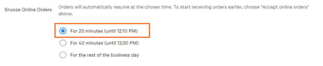 Managing Online Order Volume (Throttling Orders)