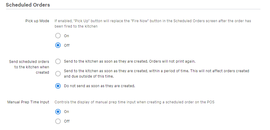 Future Order Setup - Pickup Mode and Auto Send