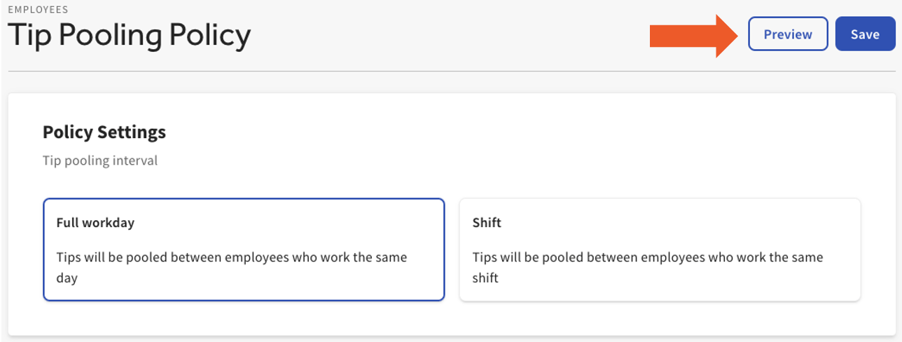 Tips Receipt and Tip Policy Preview