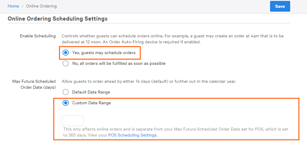 Scheduling Future Orders