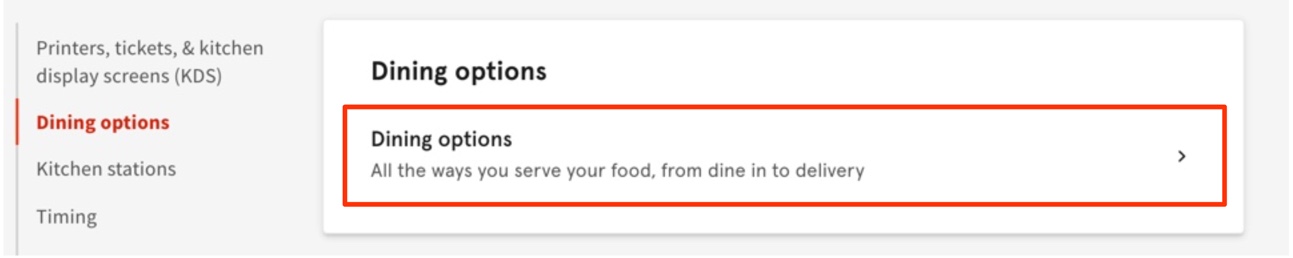 Configuring Custom Dining Options
