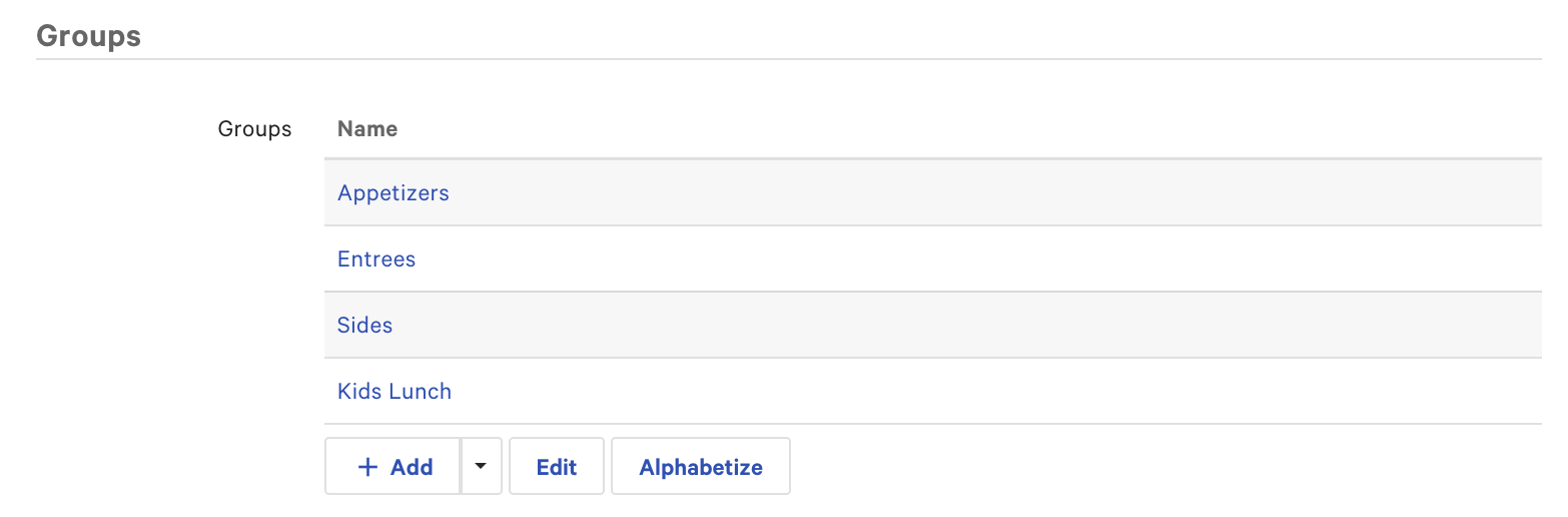 Menus, Menu Groups and Subgroups