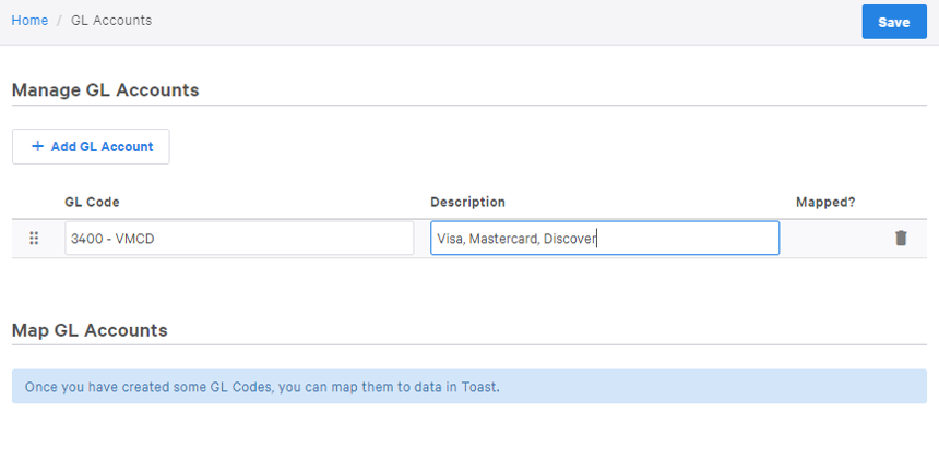 Creating and Mapping General Ledger Codes