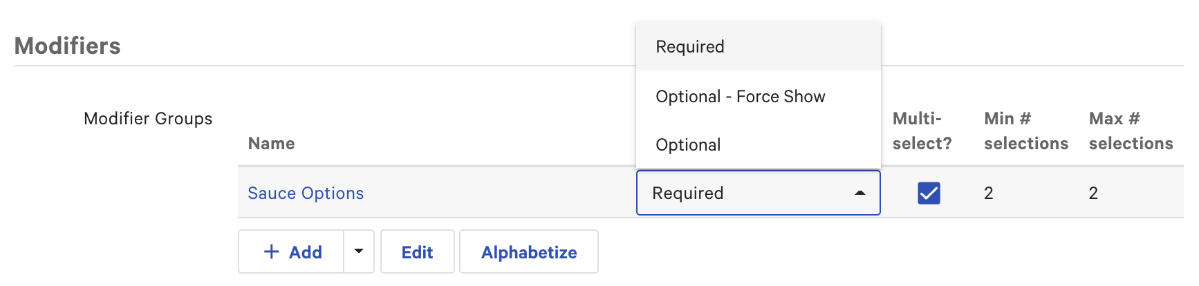 Required & Optional Modifiers