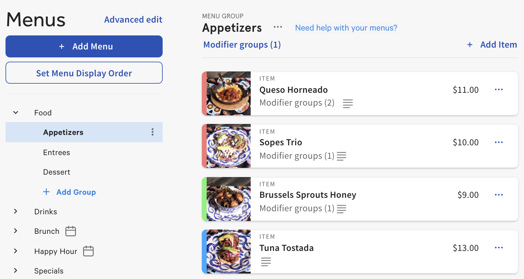 Adding Modifier Groups And Modifiers In The Menu Builder