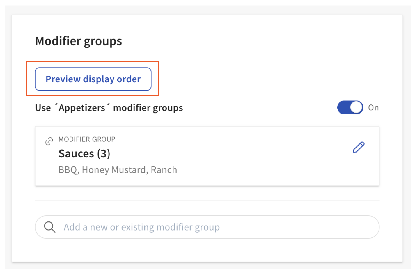 Adding Modifier Groups and Modifiers in the Menu Builder