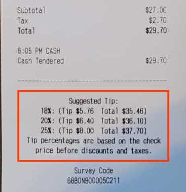 Receipts: Display Suggested Tip Amounts