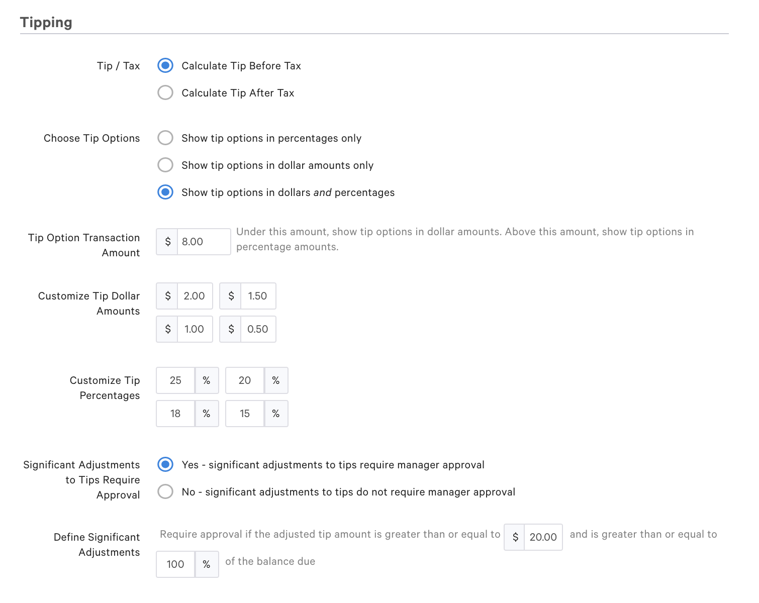 Receipts: Display Suggested Tip Amounts