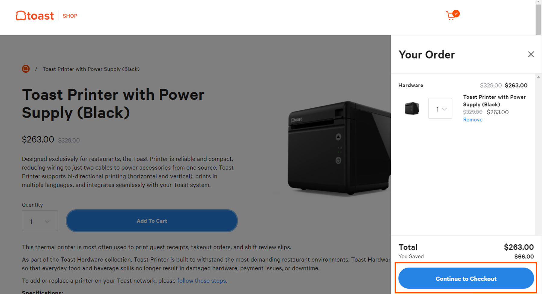 Ordering New Products on Toast Shop