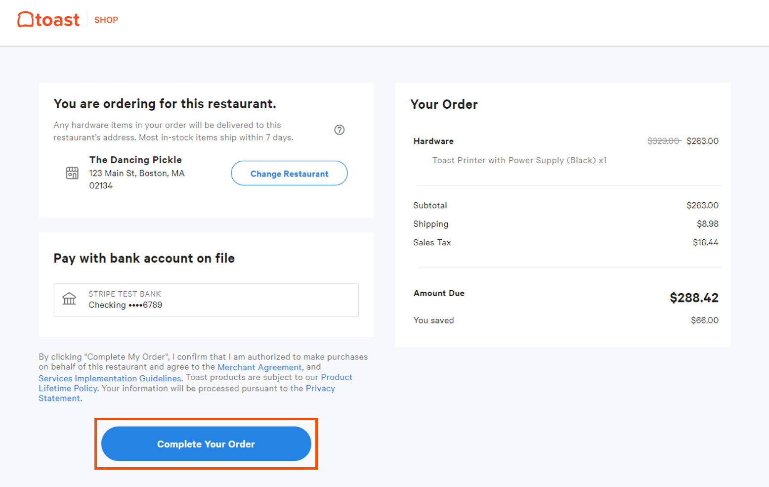Ordering New Products on Toast Shop