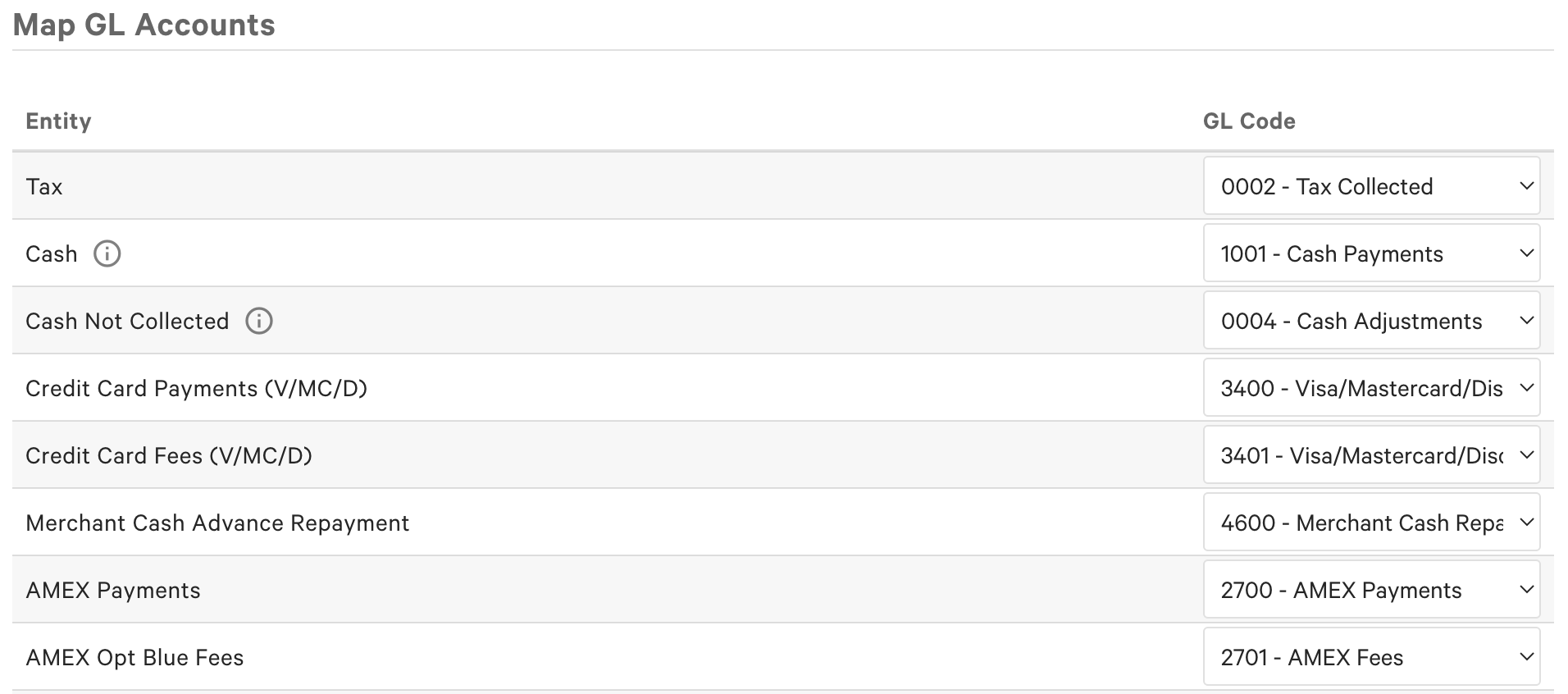 Creating and Mapping General Ledger Codes for Toast POS