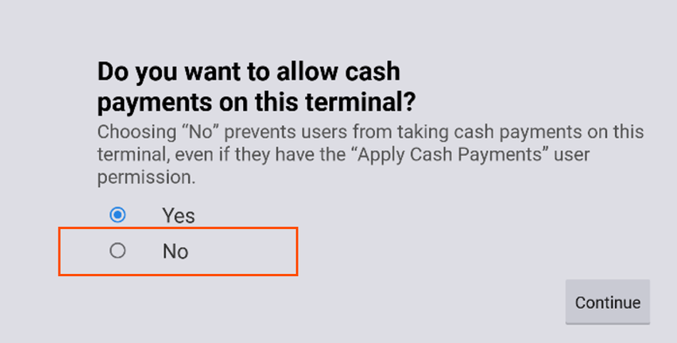 Cash Payments Configuration
