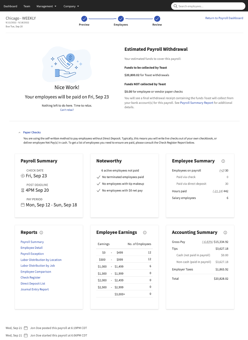 Toast Payroll: How to Run Payroll