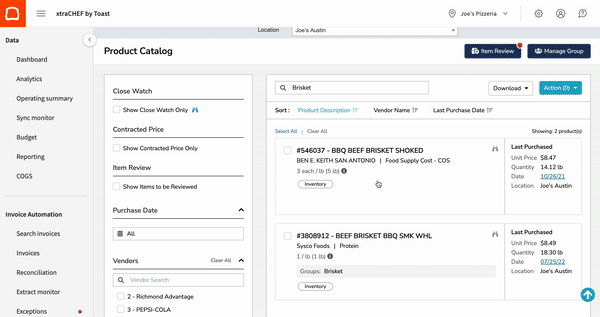 xtraCHEF: Changing a Products GL Code or Category