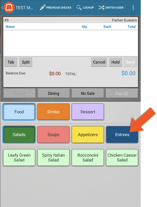 Starting and Sending an Order