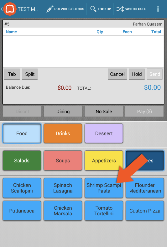 Starting and Sending an Order