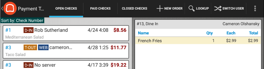 Starting and Sending an Order