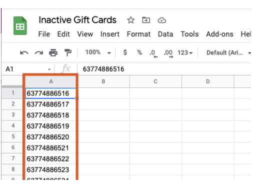 Importing Gift Cards