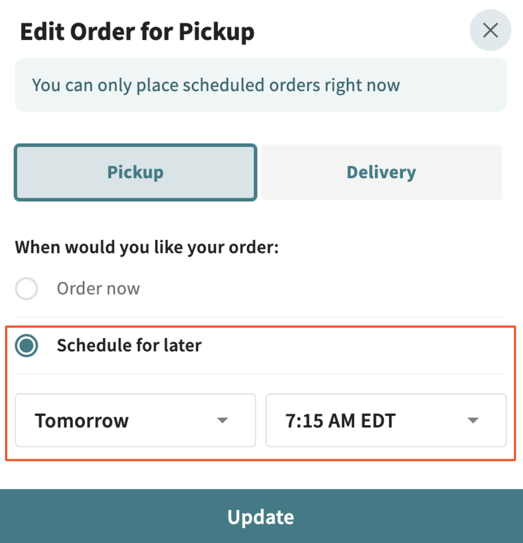 Online Ordering: Advanced Settings
