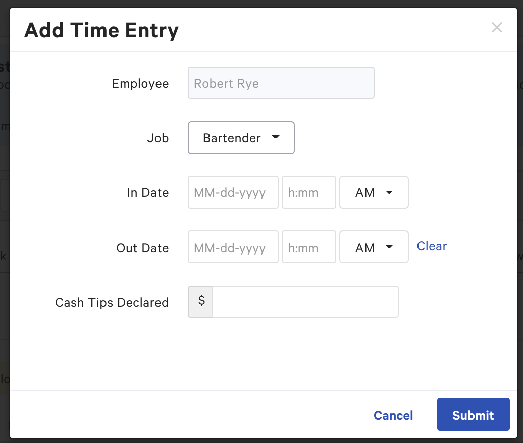 Editing Employee Time Clock Entries