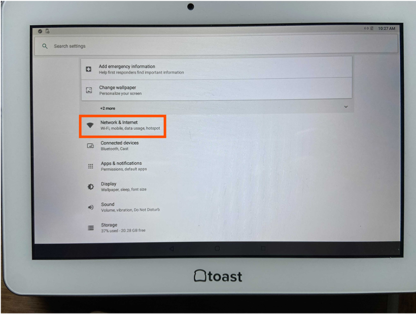 Forgetting a Network on a Toast Device