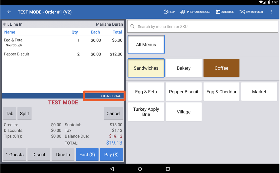 Using Total Item Quantity Count