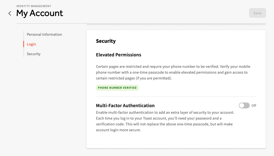 Biometrics for Multi-Factor Authentication in Toast's Back-End