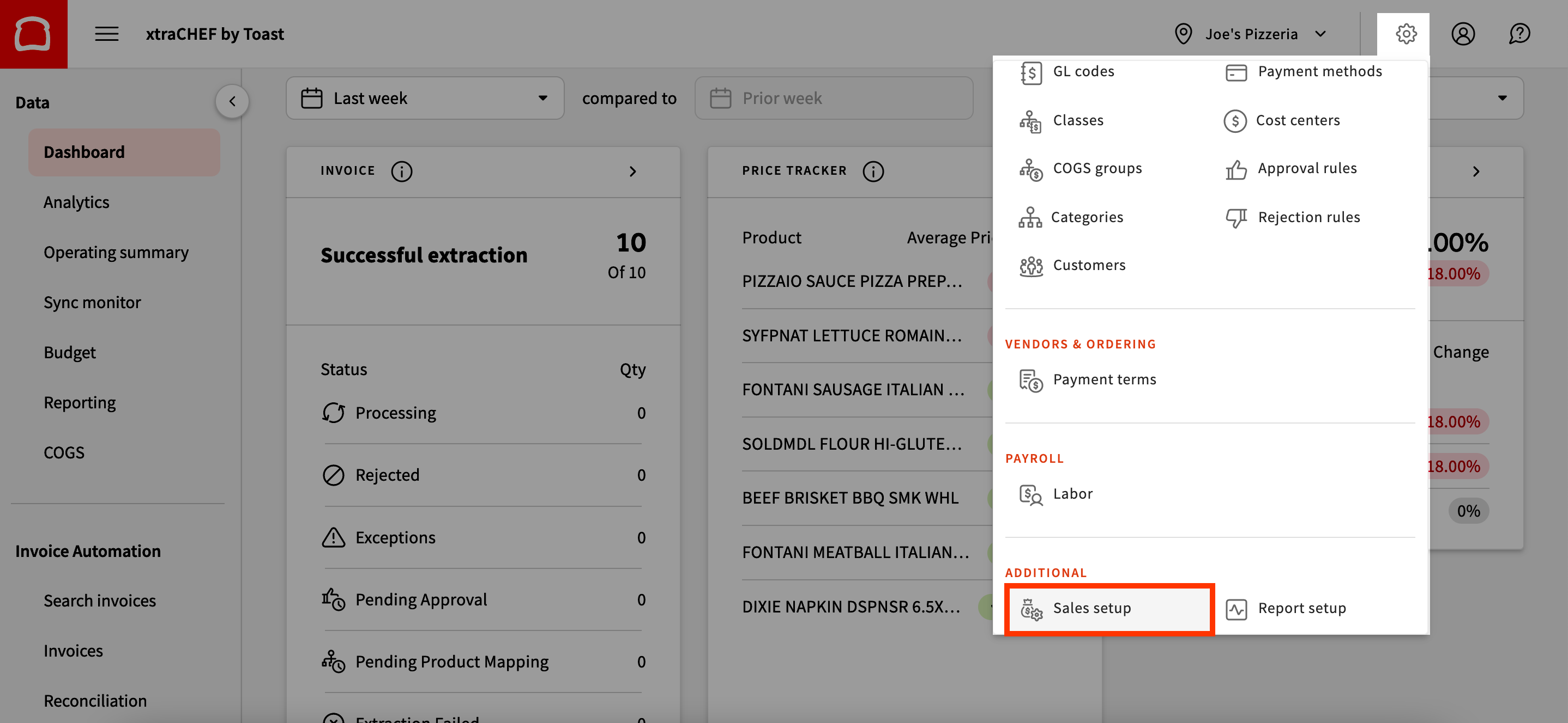 xtraCHEF: Sales Setup
