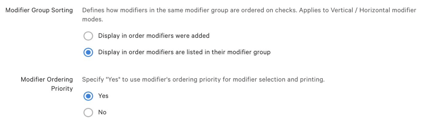 修改项组(Modifier Groups) 和修改项选项 (Modifier Options)