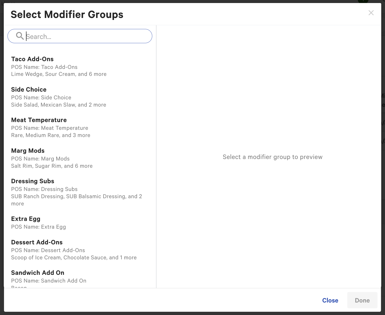 修改项组(Modifier Groups) 和修改项选项 (Modifier Options)