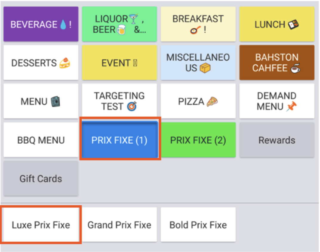 Setting Up a Prix Fixe Menu