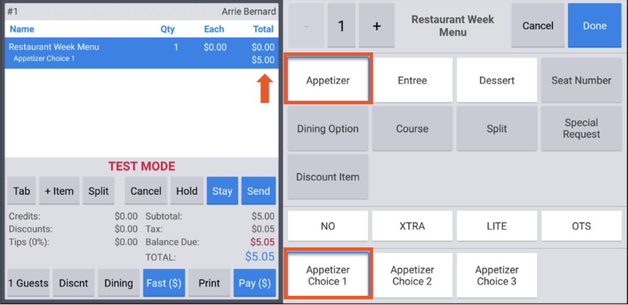 Setting Up a Prix Fixe Menu