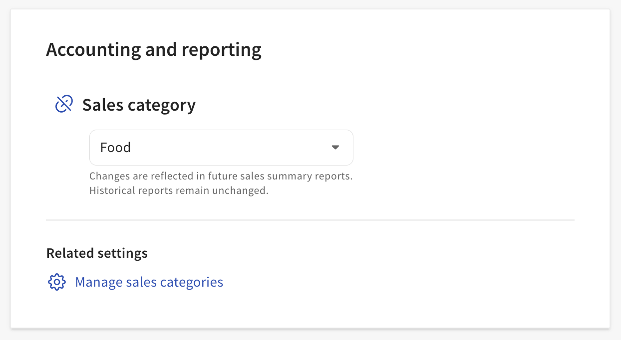 Assigning Sales Categories in the Menu Builder