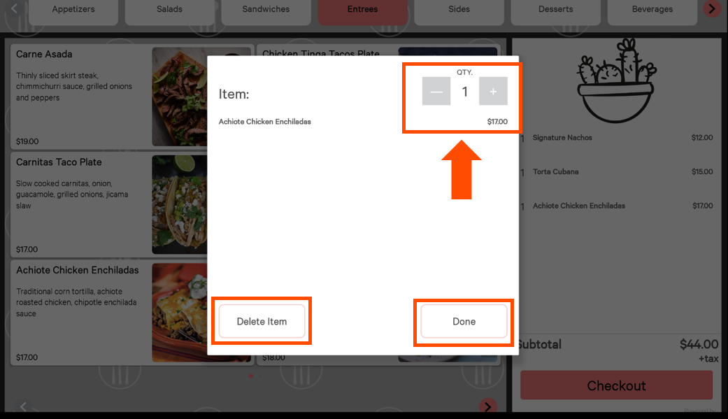 Kiosk: Placing Orders, Making Payments, and Tipping
