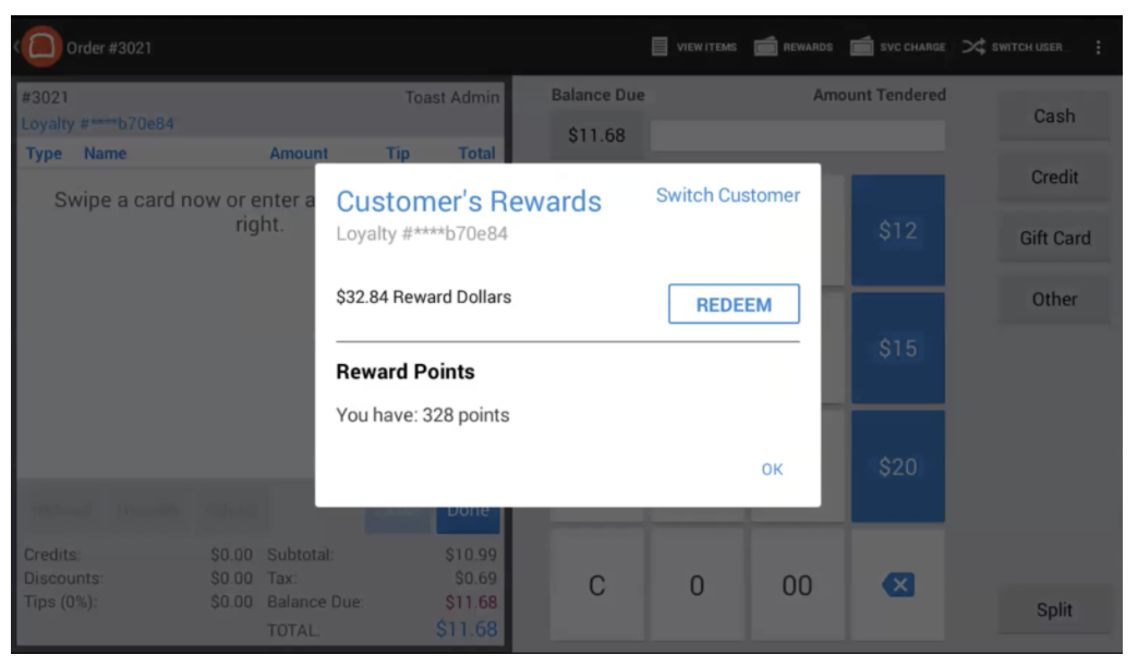 Redeeming Points with Toast Loyalty