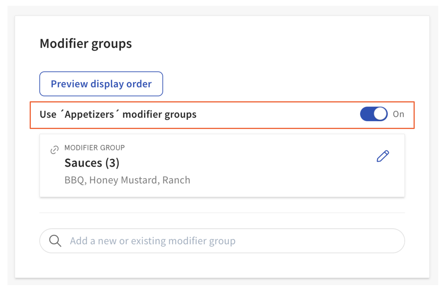 Adding Modifier Groups and Modifiers in the Menu Builder