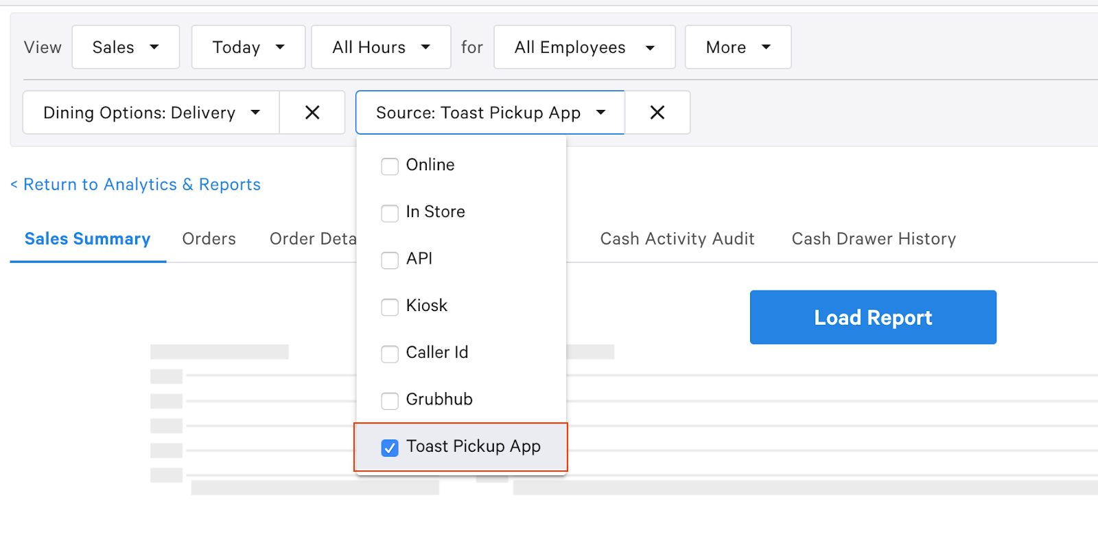 Delivery on Toast Take Out