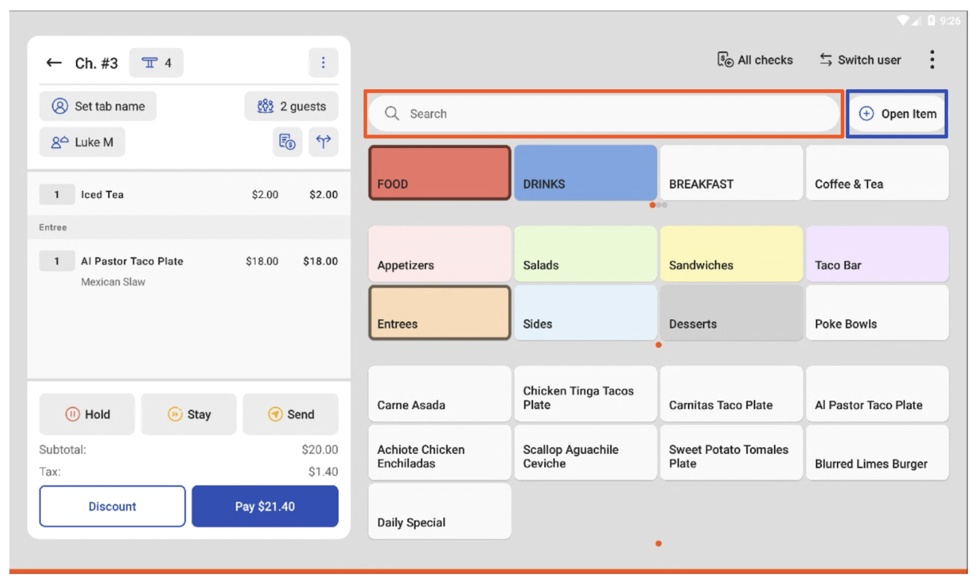 New POS Experience Ordering Screens