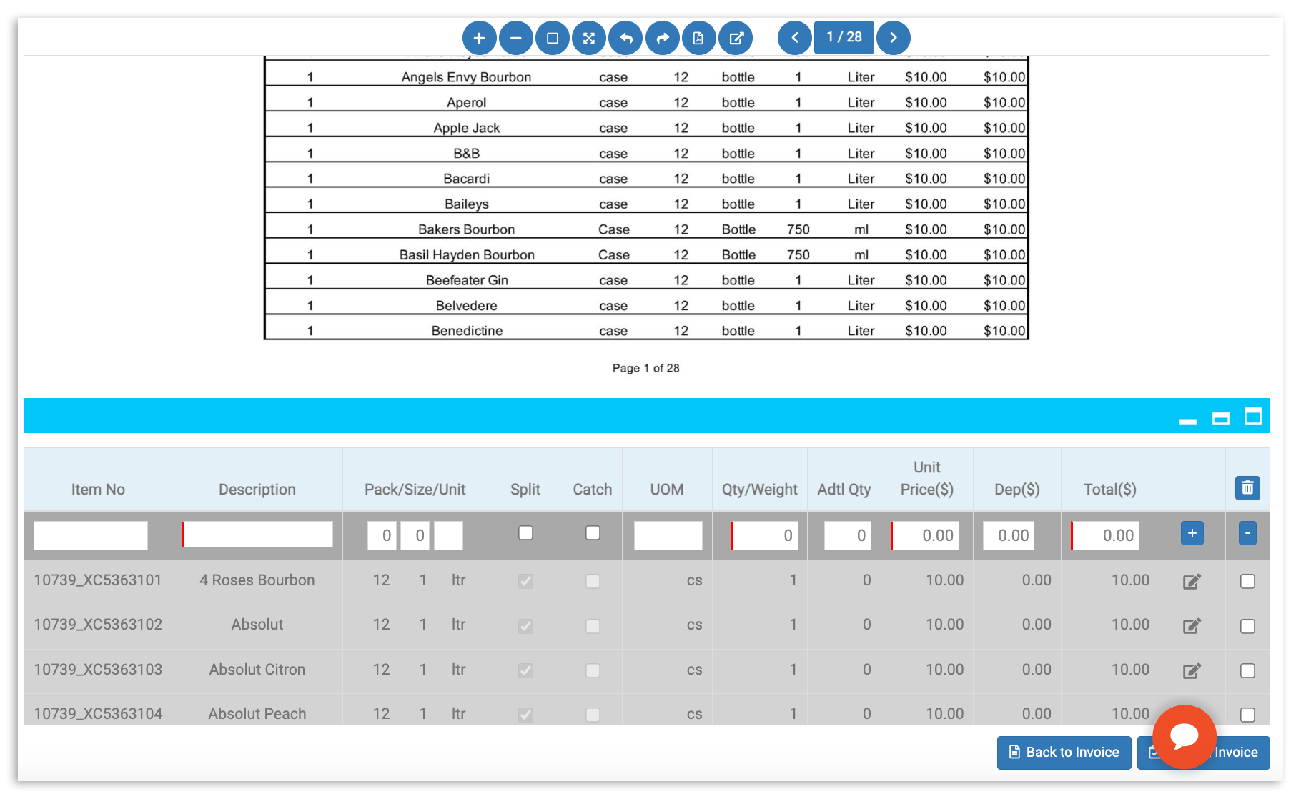 xtraCHEF Invoice Exceptions