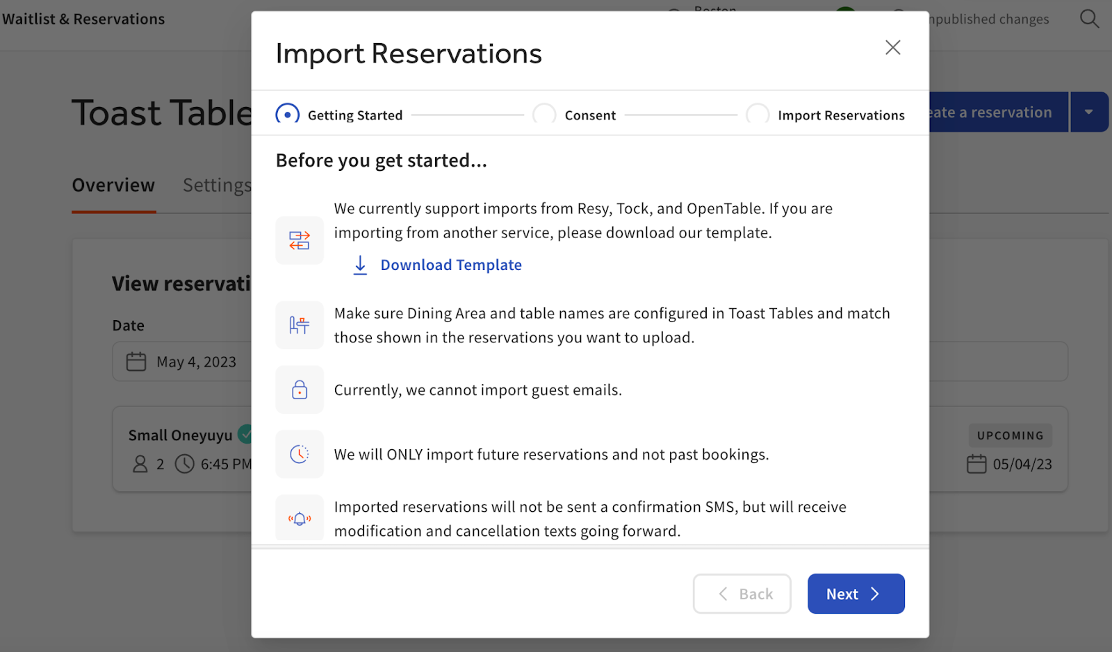 Getting Started: Toast Tables