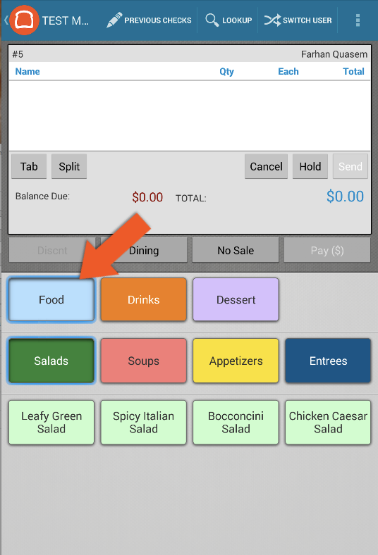 Getting Started: Starting and Sending an Order on the POS